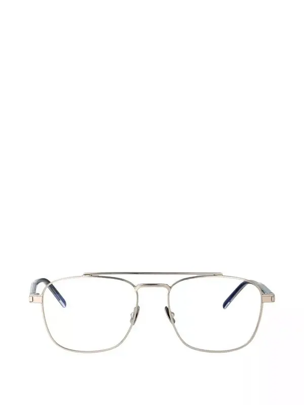 Saint Laurent Double-bridge Square-frame Glasses - Silver