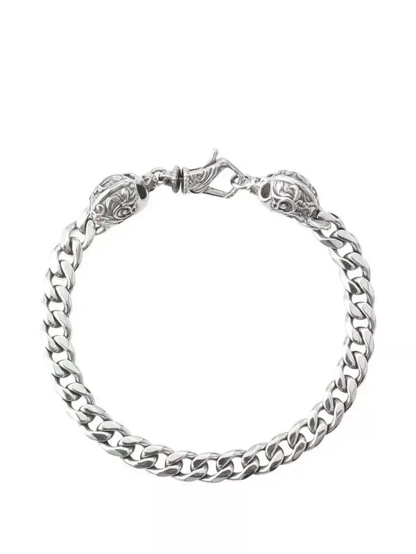 Emanuele Bicocchi Engraved Skull Chain Bracelet - Silver