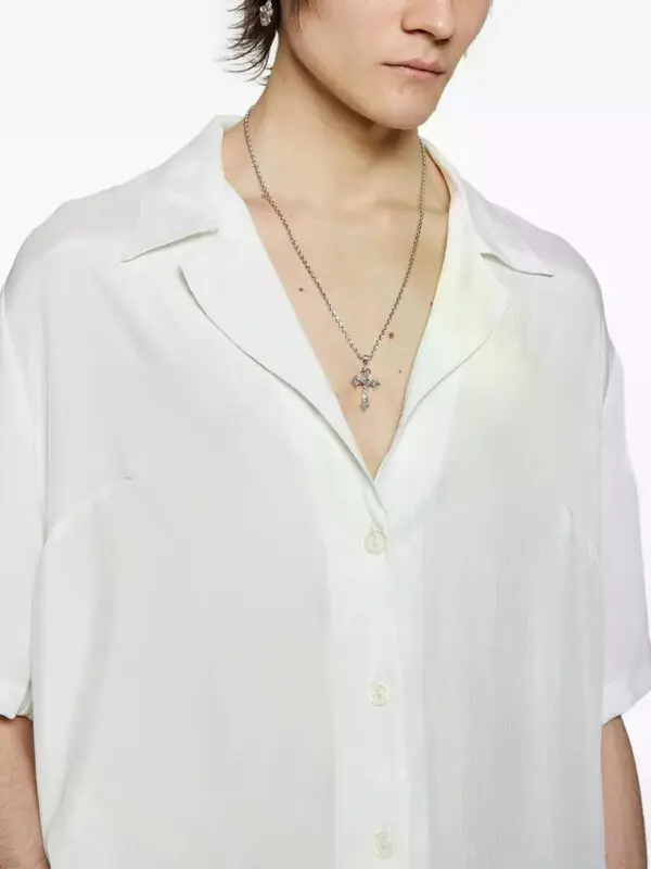 Emanuele Bicocchi Rose Cross Pendant Necklace - Silver