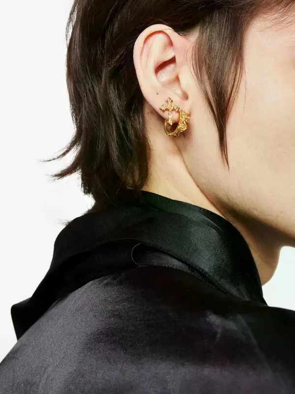 Emanuele Bicocchi Rose Cross Stud Earring