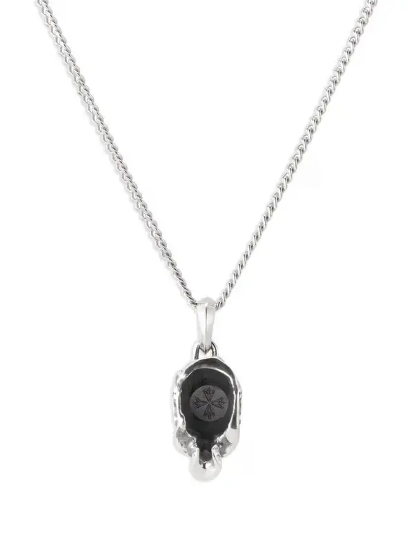 Emanuele Bicocchi Engraved Skull Pendant Curb Chain Necklace - Silver