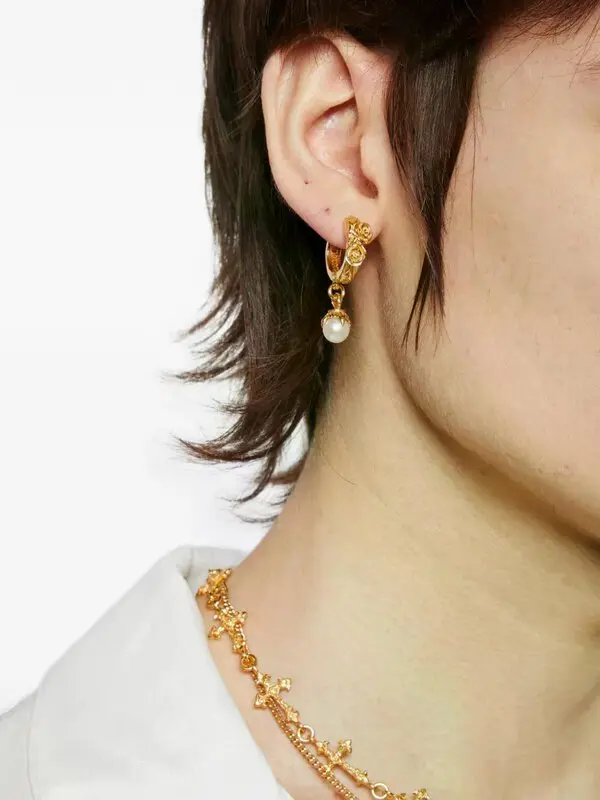 Emanuele Bicocchi Rose Pearl Hoop Earring - Gold