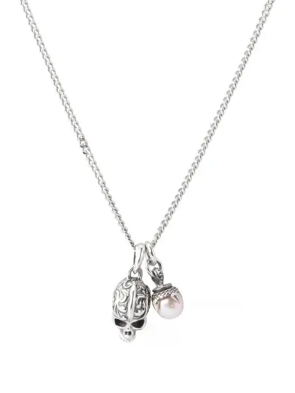 Emanuele Bicocchi Pearl Skull Necklace - Silver