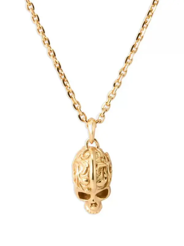 Emanuele Bicocchi Engraved Skull Pendant Necklace - Gold