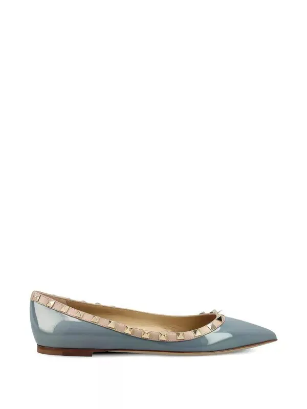 Valentino Garavani Rockstud Patent Leather Ballet Flats - Blue
