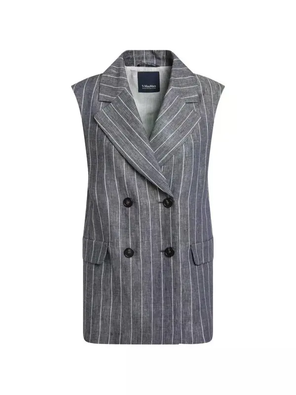Max Mara Striped Double-breasted Vest - Blue