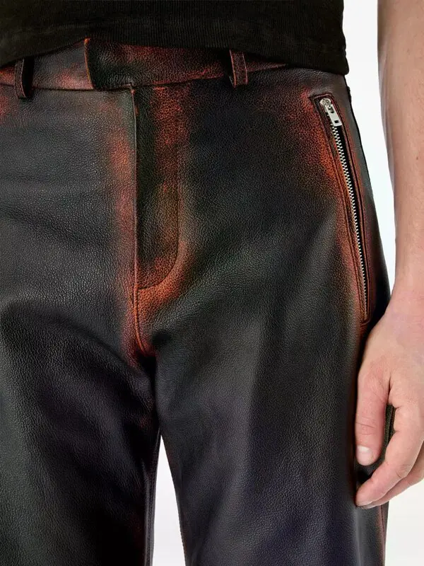 Camper Leather Zip Trousers - Black
