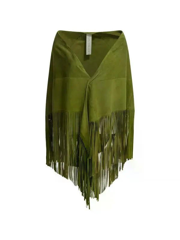 FURLING BY GIANI Fringe-trimmed Suede Scarf - Green