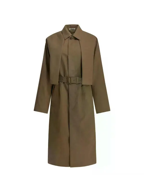Auralee Belted Layered Coat - Brown