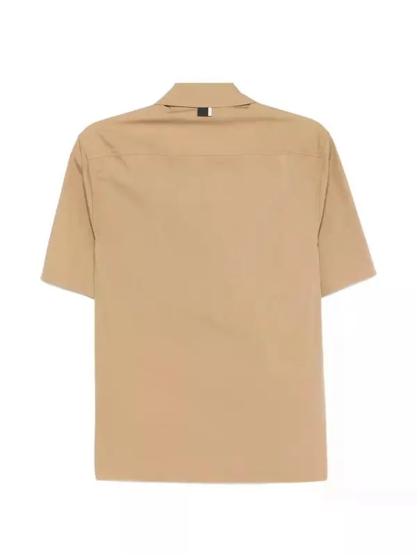 LOW BRAND Zip-up Patch-pocket Shirt - Neutrals