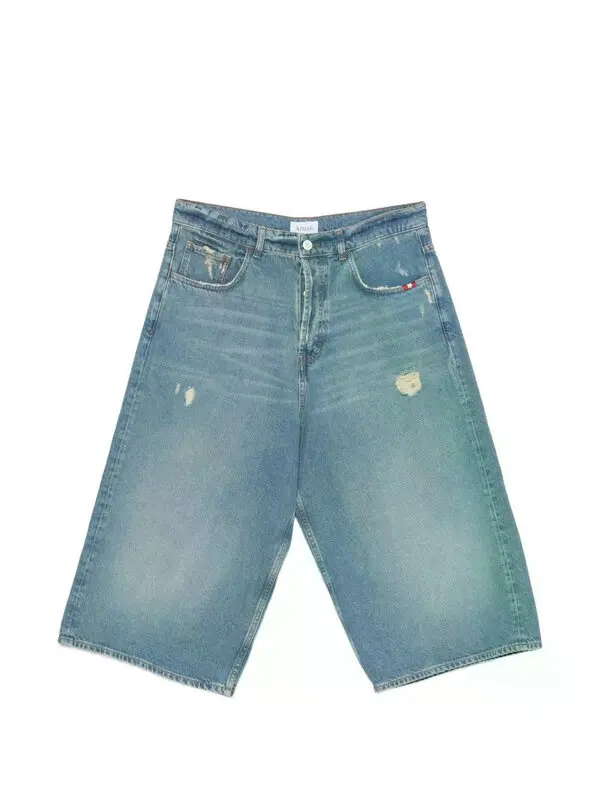 AMISH Denver Distressed Denim Shorts - Blue