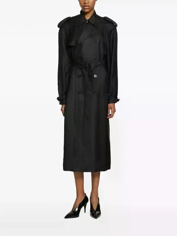 Saint Laurent Double-breasted Silk Trench Coat - Black