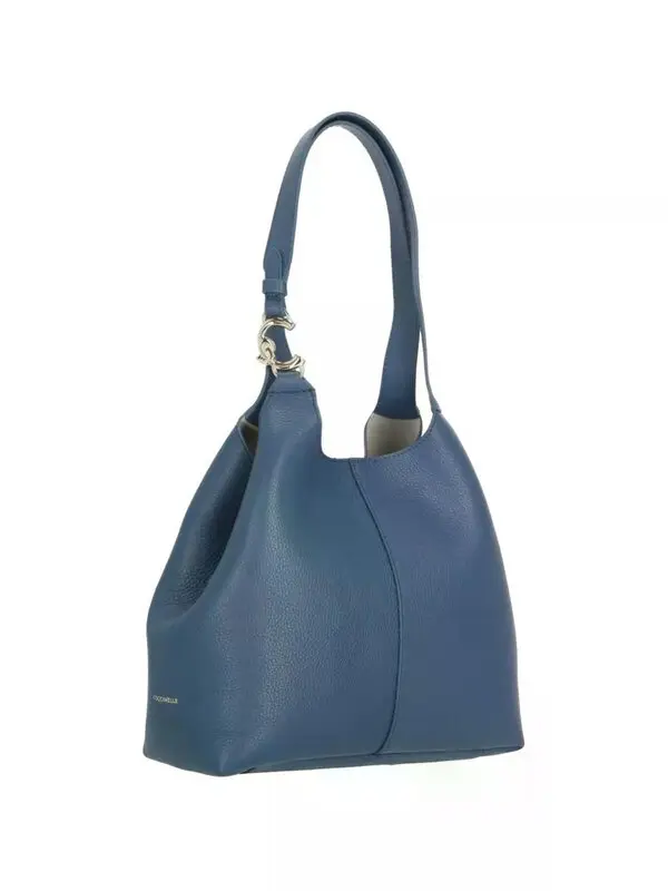 COCCINELLE C-easy Pebbled Leather Shoulder Bag - Blue