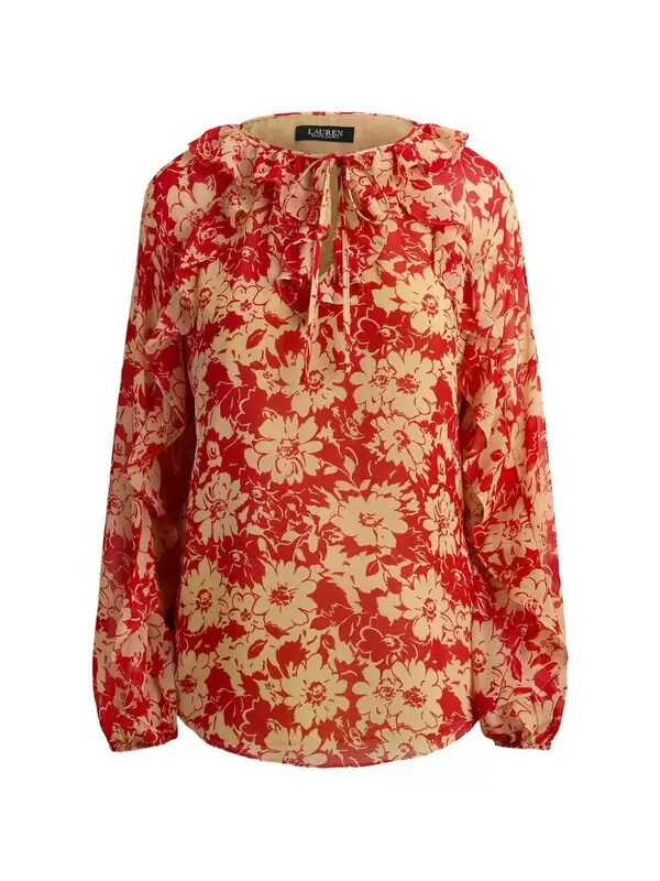 Ralph Lauren Floral-print Ruffled Shirt - Red