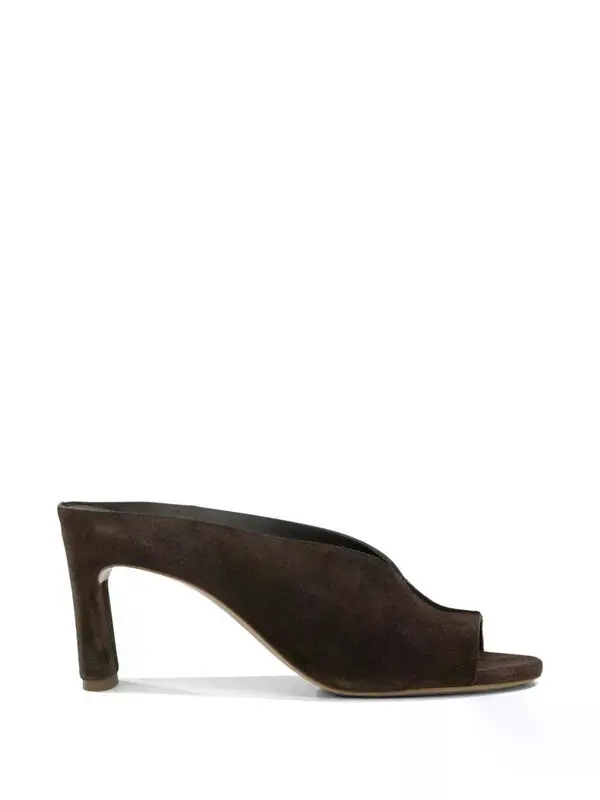 DEL CARLO Suede Peep-toe Mules - Brown