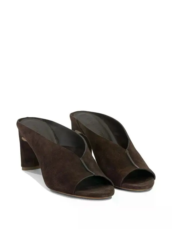 DEL CARLO Suede Peep-toe Mules - Brown