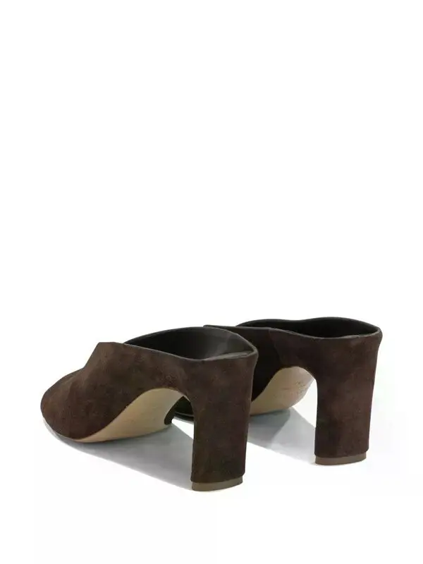 DEL CARLO Suede Peep-toe Mules - Brown