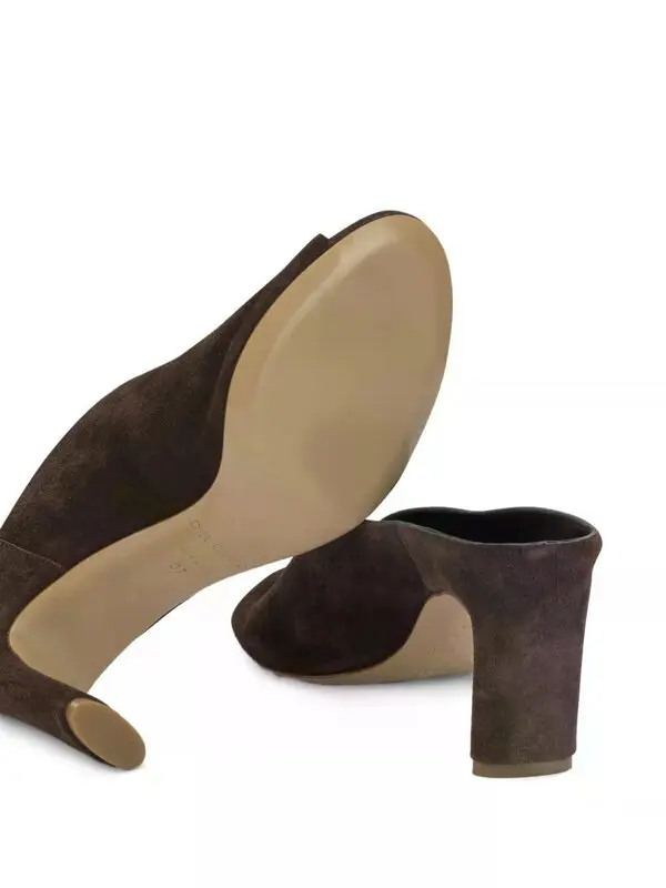 DEL CARLO Suede Peep-toe Mules - Brown