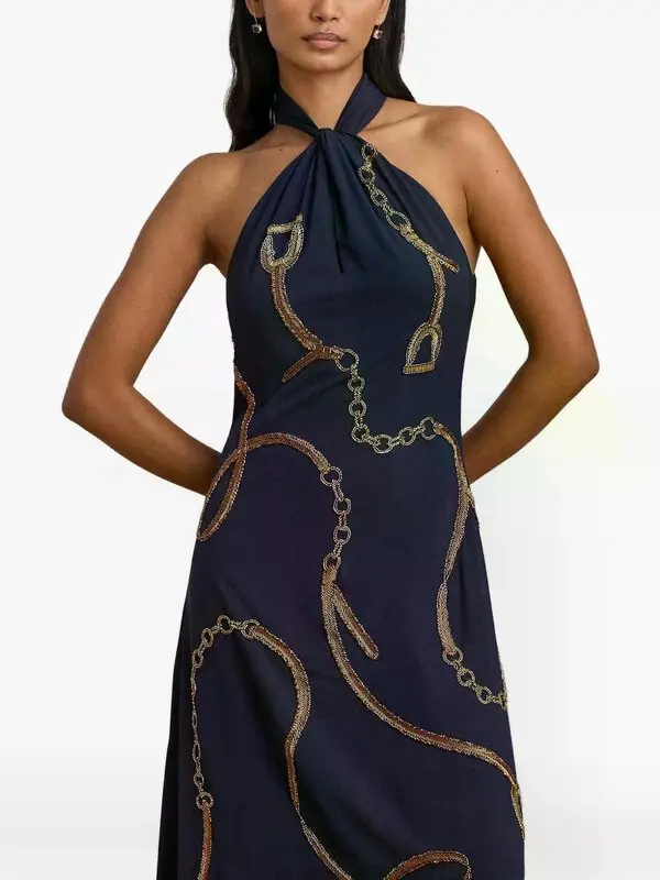 ralph lauren navy sequin dress Ralph Lauren Black and blue sequin sleeveless gown|253715156003