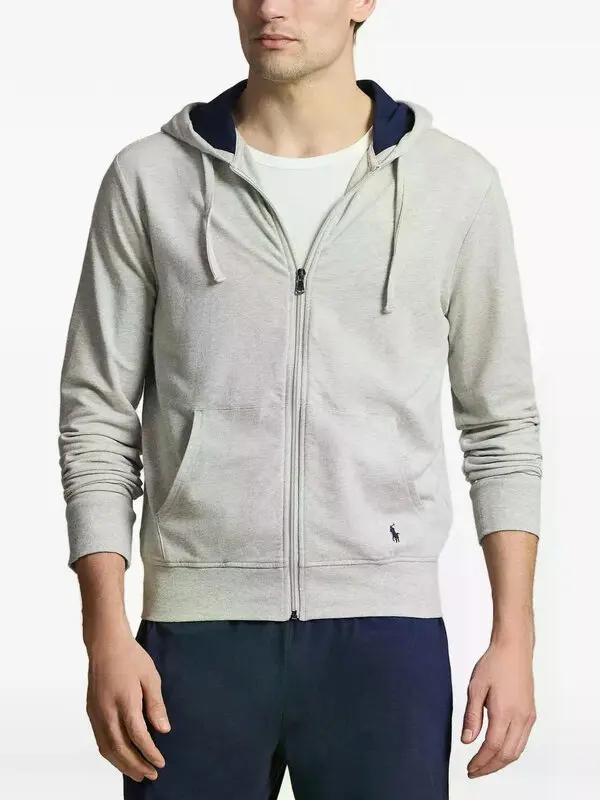 Polo Ralph Lauren Zip-up Drawstring Hoodie - Grey