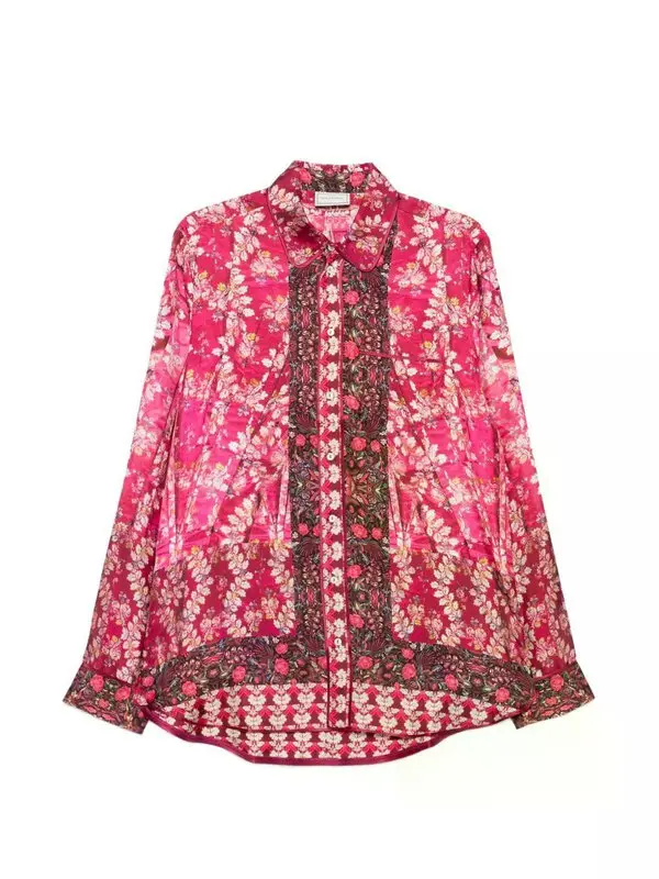 PIERRE-LOUIS MASCIA Floral-print Silk Shirt - Pink