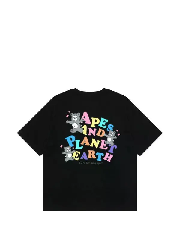 AAPE BY *A BATHING APE Moonface Patch Bear-print T-shirt - Black