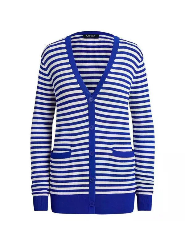 Ralph Lauren Striped Ribbed-knit Cardigan - Blue