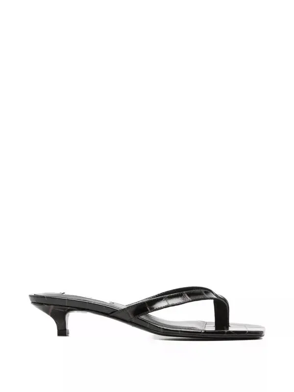 TOTEME Croc-effect Kitten-heel Sandals - Black