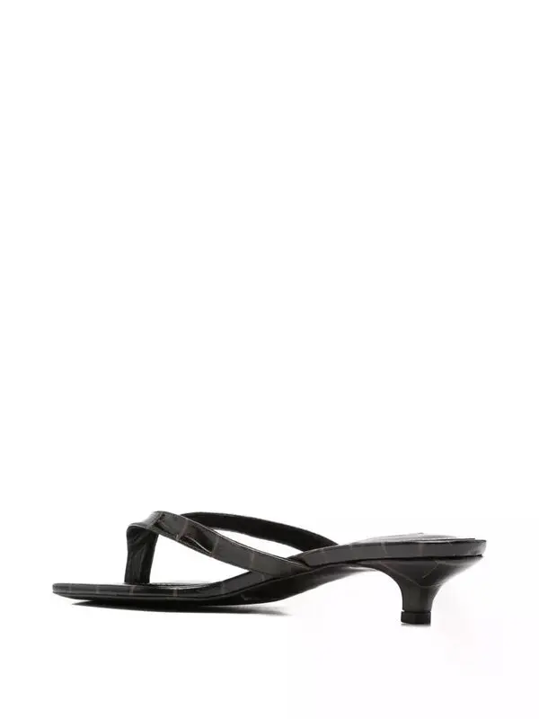 TOTEME Croc-embossed Heeled Flip Flops - Black