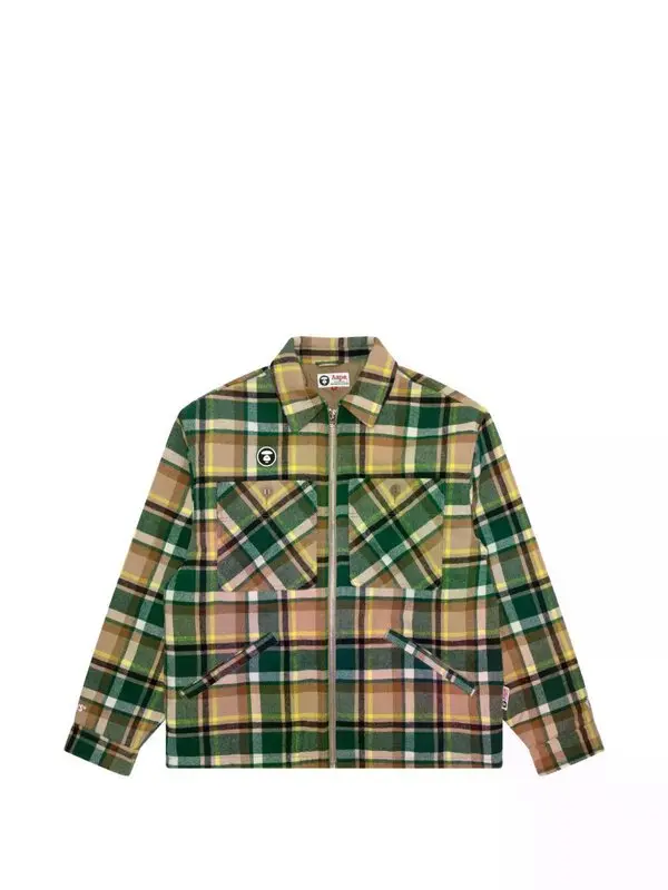 AAPE BY *A BATHING APE Moonface Plaid Zip Jacket - Green