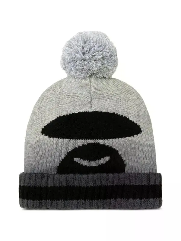 AAPE BY *A BATHING APE Moonface Pom-pom Beanie Hat - Grey