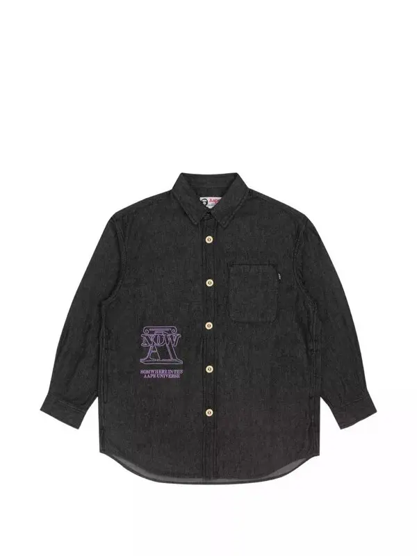 AAPE BY *A BATHING APE Logo-embroidered Button-down Cotton Shirt
