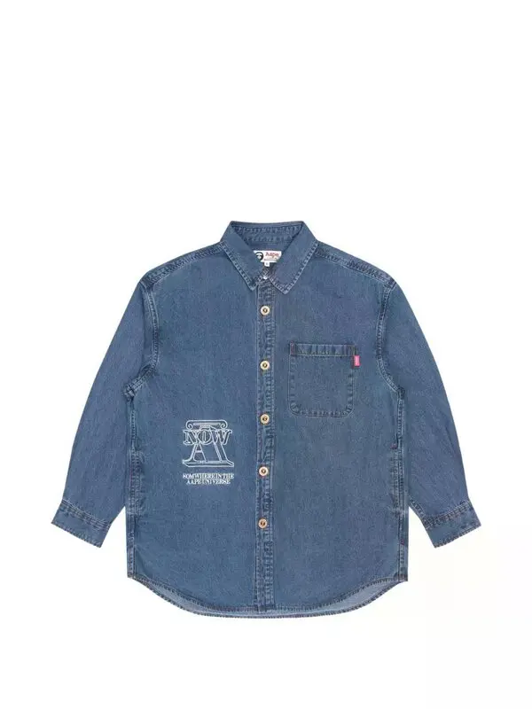 AAPE BY *A BATHING APE Logo-embroidered Button-down Denim Shirt