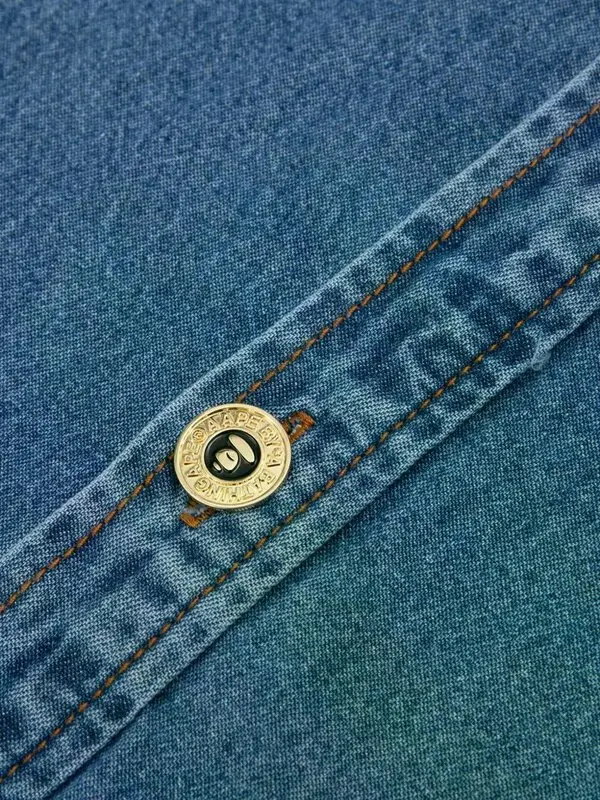 AAPE BY *A BATHING APE Logo-embroidered Button-down Denim Shirt