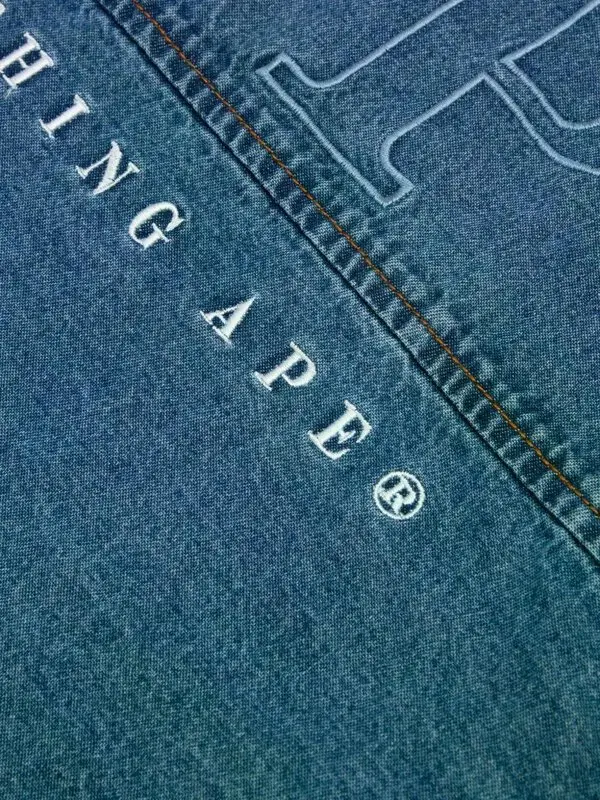 AAPE BY *A BATHING APE Logo-embroidered Button-down Denim Shirt
