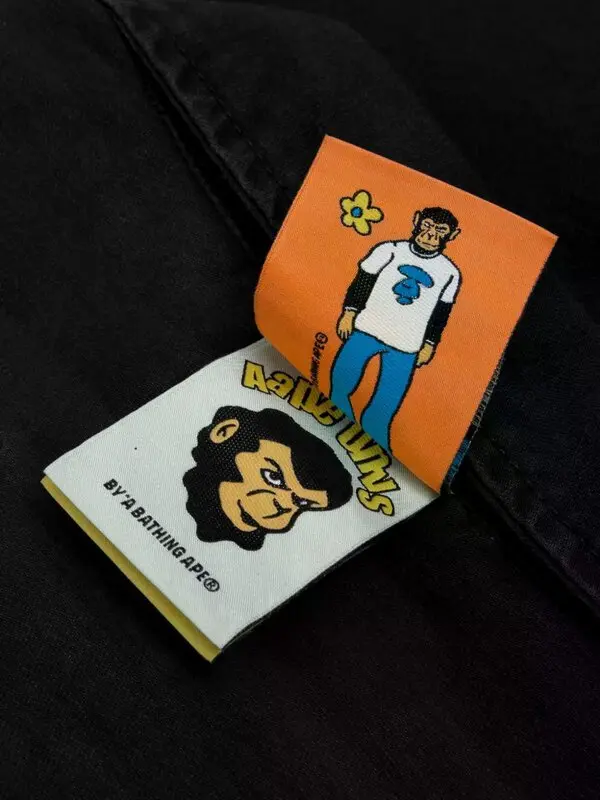 AAPE BY *A BATHING APE Moonface Embroidered Graphic-patch Shirt - Black
