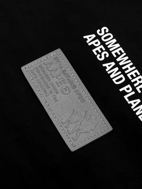 AAPE BY *A BATHING APE Moonface Logo-print Button-down Cotton Shirt - Black