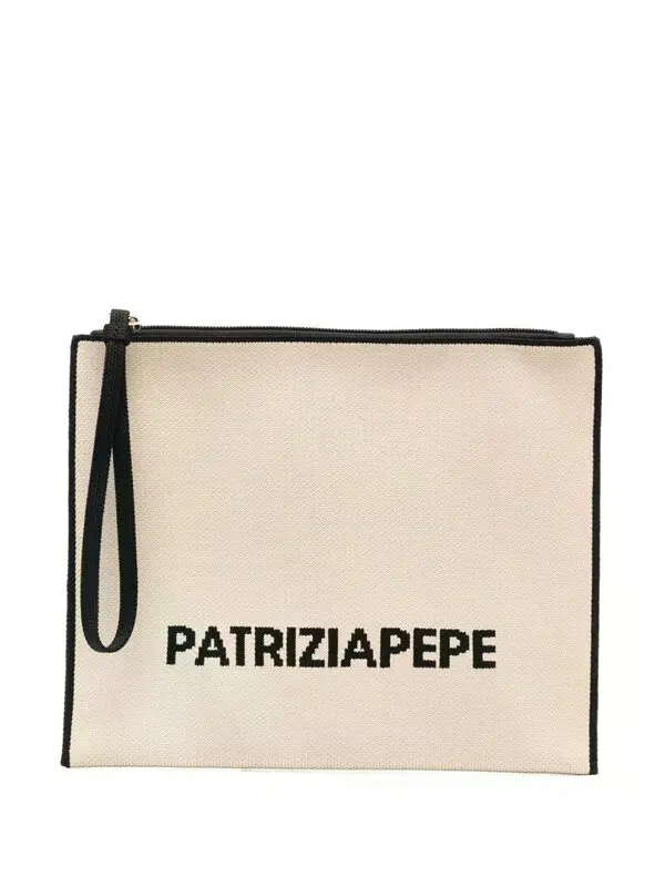 Patrizia Pepe Logo-detail Clutch Bag - Neutrals