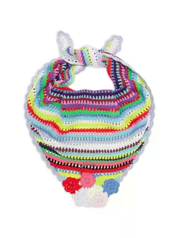 GANNI Striped Crochet-knit Scarf - Blue