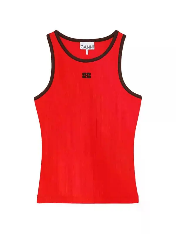 GANNI Logo-detail Tank Top - Red