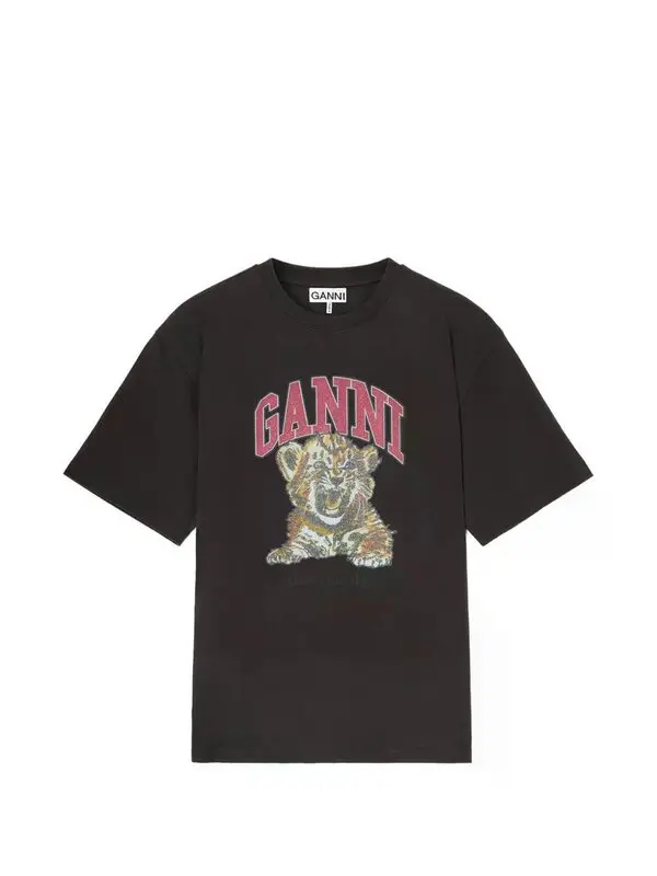 GANNI Logo-print T-shirt - Grey