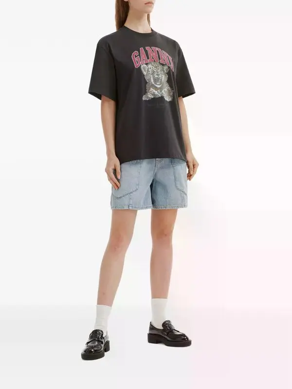GANNI Logo-print T-shirt - Grey