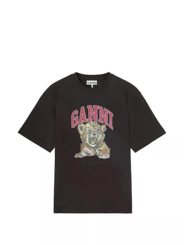 GANNI Logo-print T-shirt - Grey