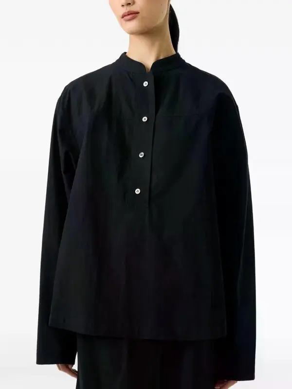 Studio Nicholson Vega Half-button Shirt - Black
