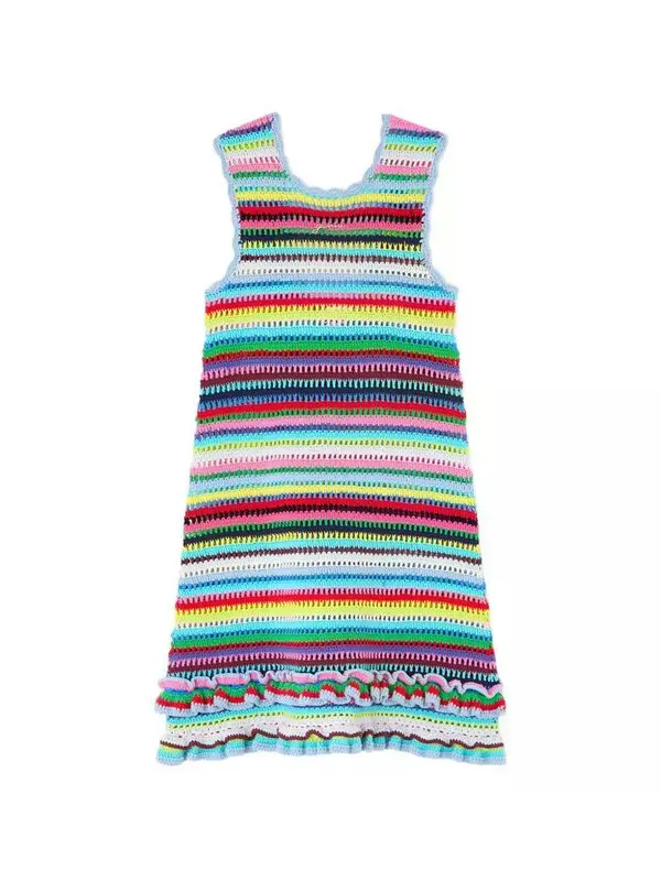 GANNI Crochet-knit Mini Dress - Blue