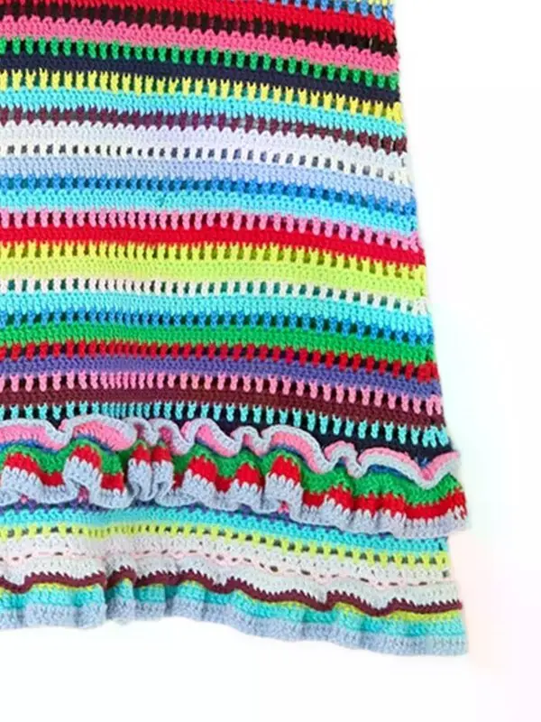 ganni multicolor crochet dress Ganni Multicolour Crochet Halterneck Dress Organic Cotton in White