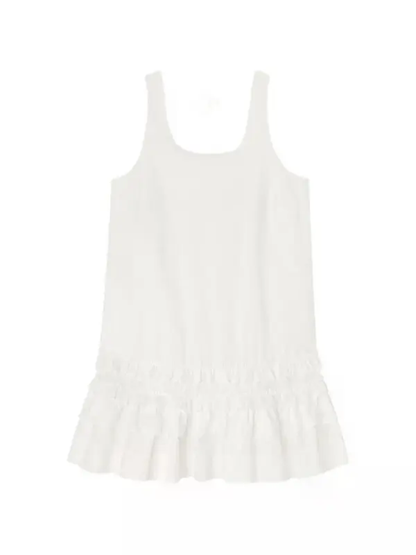 GANNI Ruffled-trim Mini Dress - White