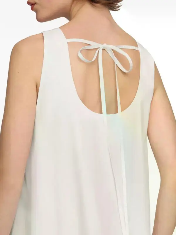 GANNI Cotton U-neck Sleeveless Dress With Frill Detailing