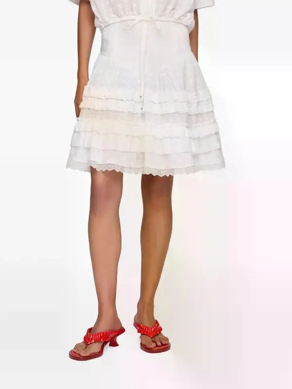GANNI Broderie Anglaise Tiered Frill Skirt