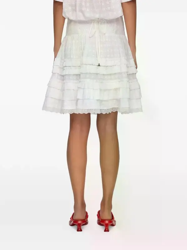 GANNI Broderie Anglaise Tiered Frill Skirt